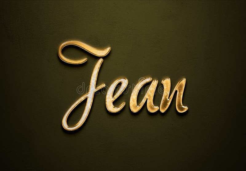 Old Gold Text Effect of Name Jean with 3D Glossy Style Mockup. Stock ...