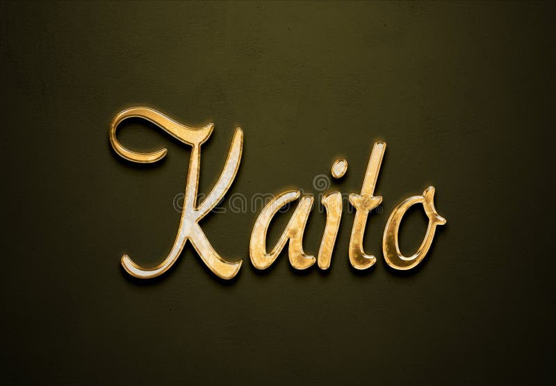 Old Gold Text Effect of Name Kaito with 3D Glossy Style Mockup. Stock ...