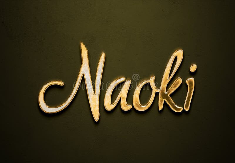 Old Gold Text Effect of Name Naoki with 3D Glossy Style Mockup. Stock ...