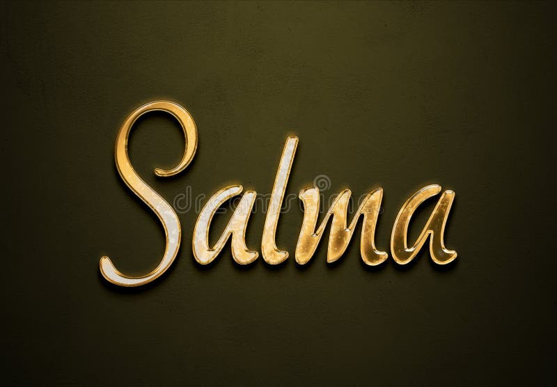 Old Gold Text Effect of Name Salma with 3D Glossy Style Mockup. Stock ...