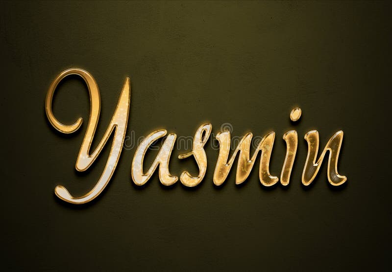 Old Gold Text Effect of Name Yasmin with 3D Glossy Style Mockup. Stock ...