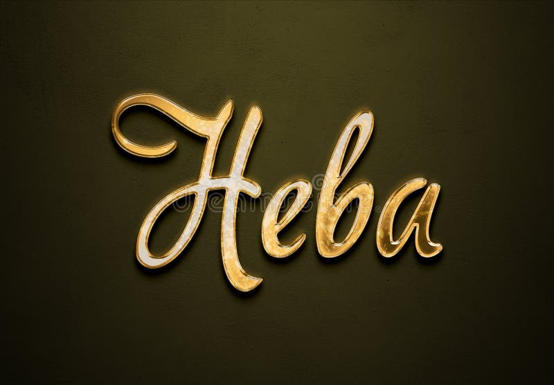 Old Gold Text Effect of Name Heba with 3D Glossy Style Mockup. Stock Image - Image of introduces ...