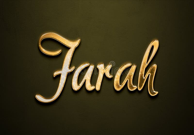 Old Gold Text Effect of Name Farah with 3D Glossy Style Mockup. Stock ...