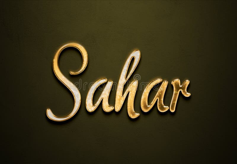 Old Gold Text Effect of Name Sahar with 3D Glossy Style Mockup. Stock ...