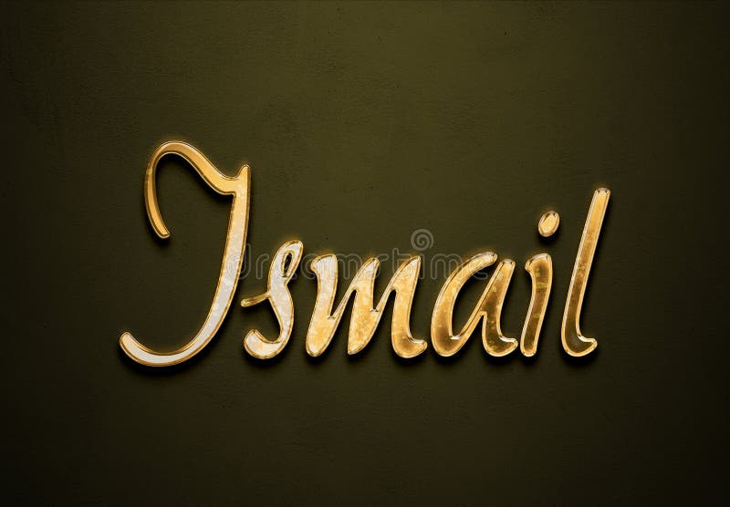Old Gold Text Effect of Name Ismail with 3D Glossy Style Mockup. Stock ...