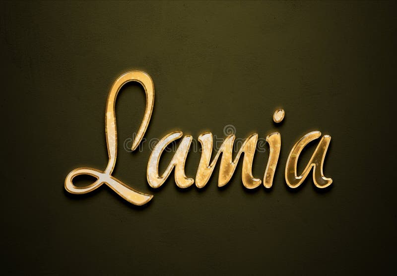Old Gold Text Effect of Name Lamia with 3D Glossy Style Mockup. Stock ...