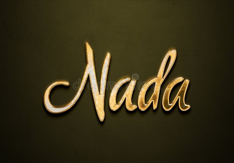 Old Gold Text Effect of Name Nada with 3D Glossy Style Mockup. Stock ...