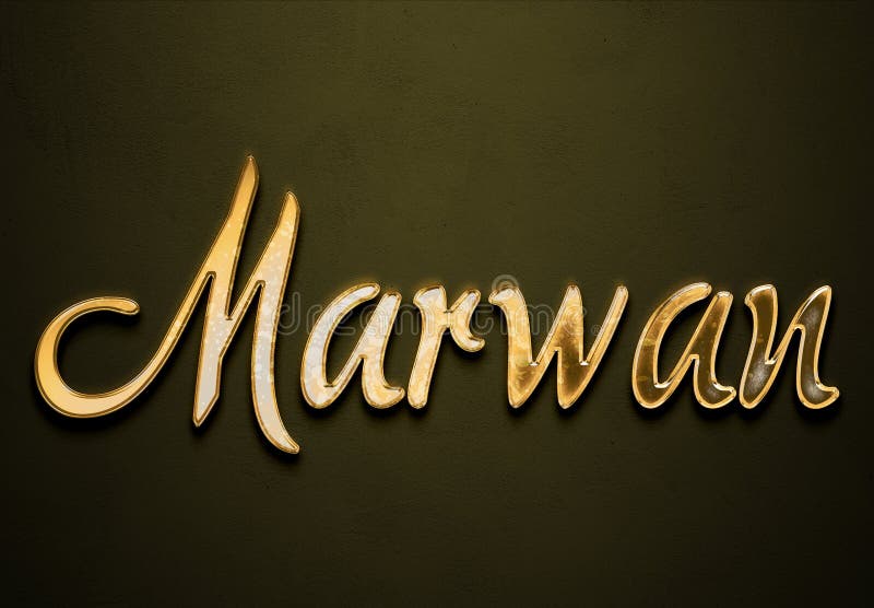 Old Gold Text Effect of Name Marwan with 3D Glossy Style Mockup. Stock Photo - Image of applied ...