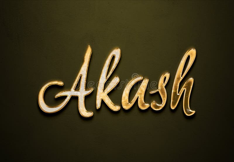 Old Gold Text Effect of Name Akash with 3D Glossy Style Mockup. Stock ...