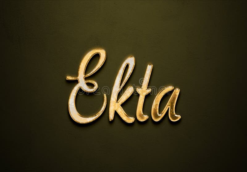 Old Gold Text Effect of Name Ekta with 3D Glossy Style Mockup. Stock ...