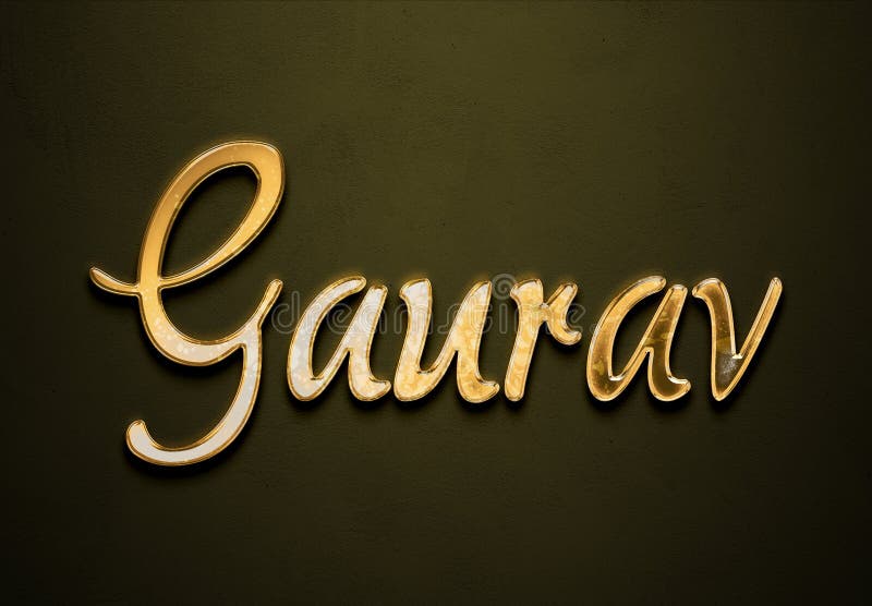 Old Gold Text Effect of Name Gaurav with 3D Glossy Style Mockup. Stock Illustration ...