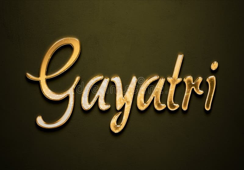 Old Gold Text Effect of Name Gayatri with 3D Glossy Style Mockup. Stock ...