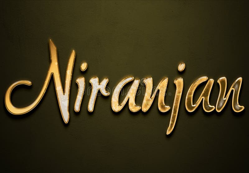 Old Gold Text Effect of Name Niranjan with 3D Glossy Style Mockup. Stock Illustration ...