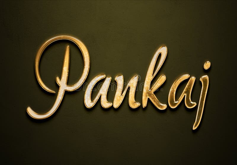 Old Gold Text Effect of Name Pankaj with 3D Glossy Style Mockup. Stock ...