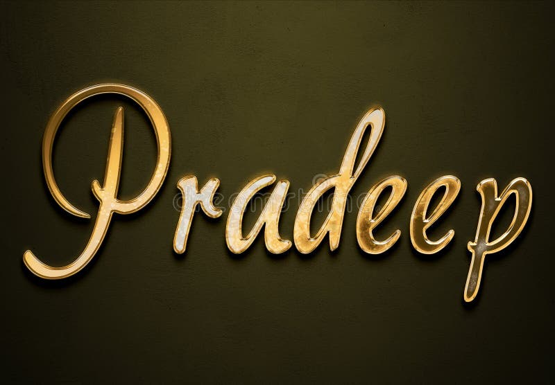 Old Gold Text Effect of Name Pradeep with 3D Glossy Style Mockup. Stock ...