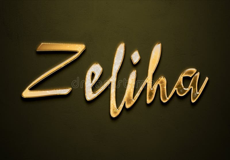 Old Gold Text Effect of Name Zeliha with 3D Glossy Style Mockup. Stock ...