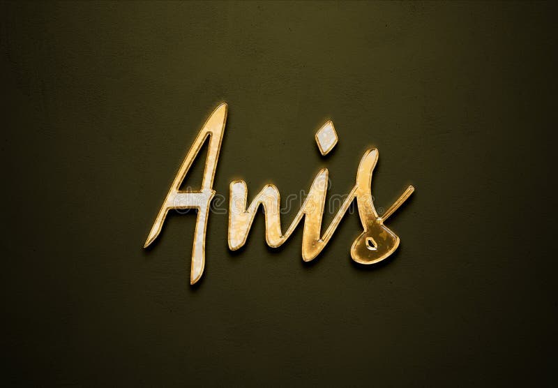 Old Gold Text Effect of Name Anis with 3D Glossy Style Mockup. Stock ...