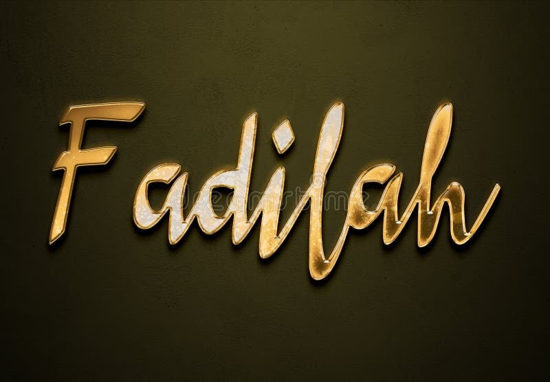 Old Gold Text Effect of Name Fadilah with 3D Glossy Style Mockup. Stock ...