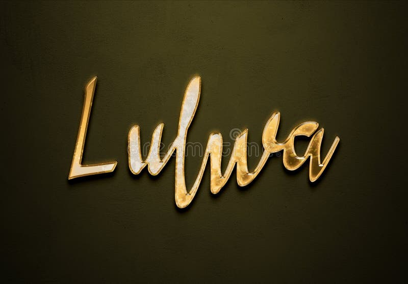 Old Gold Text Effect of Name Lulwa with 3D Glossy Style Mockup. Stock ...