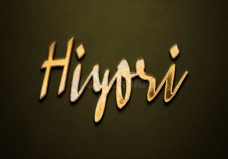 Old Gold Text Effect of Name Hiyori with 3D Glossy Style Mockup. Stock ...