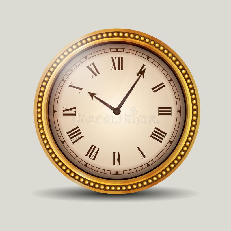 Old Gold Watch, Vintage Realistic Clock Isolated in Light Backffround ...
