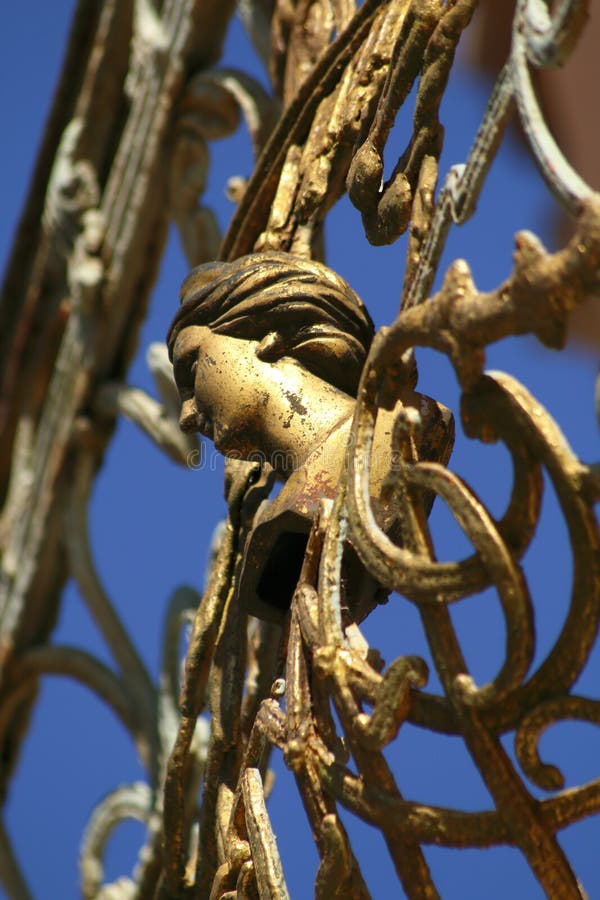 Old golden Balcony railing stock image. Image of balcony - 76943729