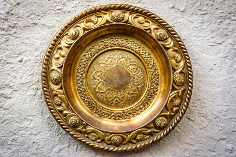Old Golden or Bronze Plate on Wall Stock Illustration - Illustration of ...
