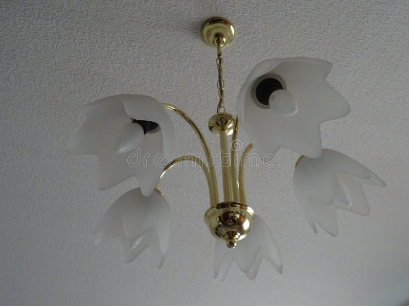 Old golden ceiling lamp stock image. Image of home, golden - 214824337