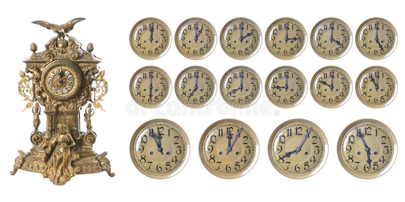 Old golden clock stock image. Image of minutes, antique - 5296415