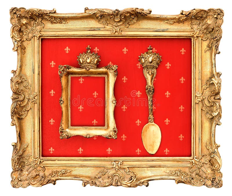 Old Golden Frame With Red Background Stock Image - Image of painted ...