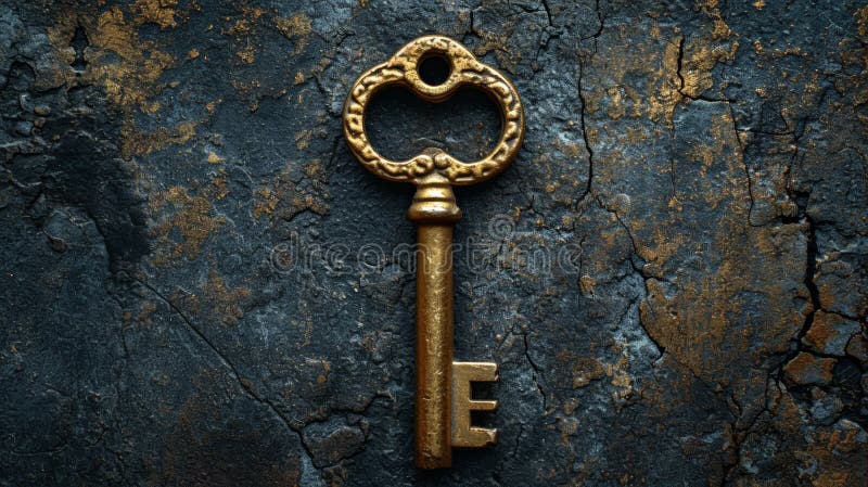Old Golden Key on Black Grunge Background - AI Generated Stock ...