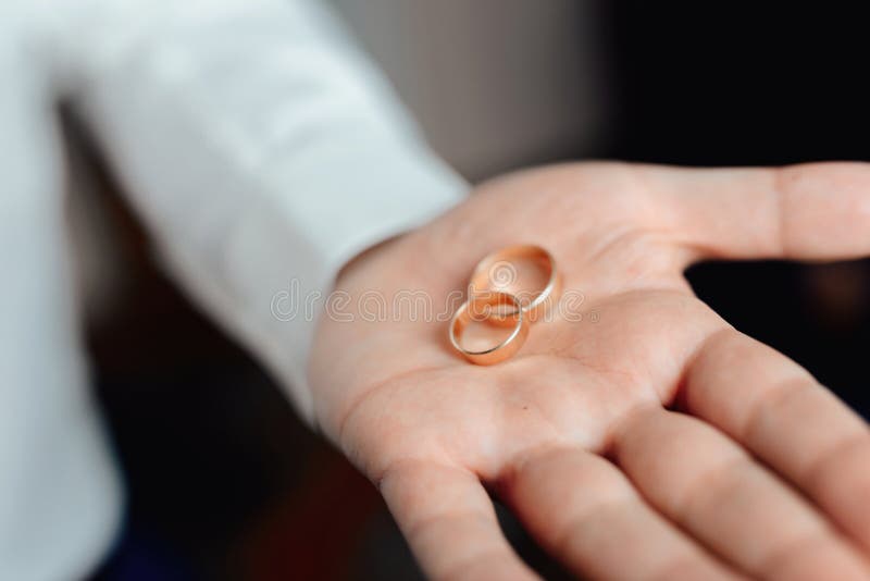 Wedding Rings in a Man`s Hand Stock Photo - Image of love, family ...