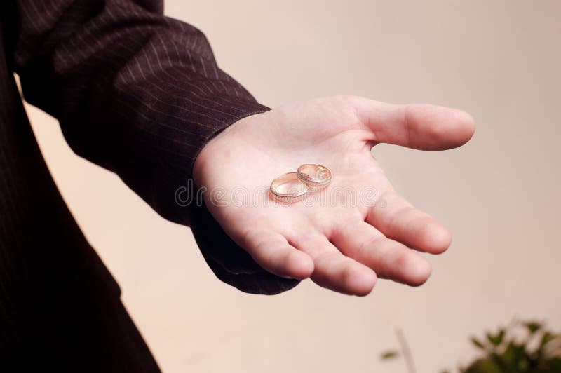 Old Golden Wedding Rings on Man S Hand Stock Photo - Image of dress ...