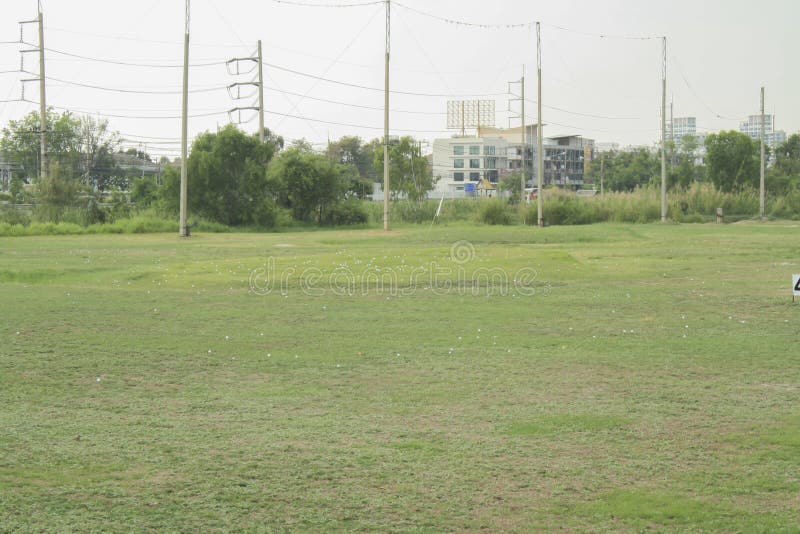 Old Golf Course with Golf Balls, Driving Range Stock Photo - Image of ...