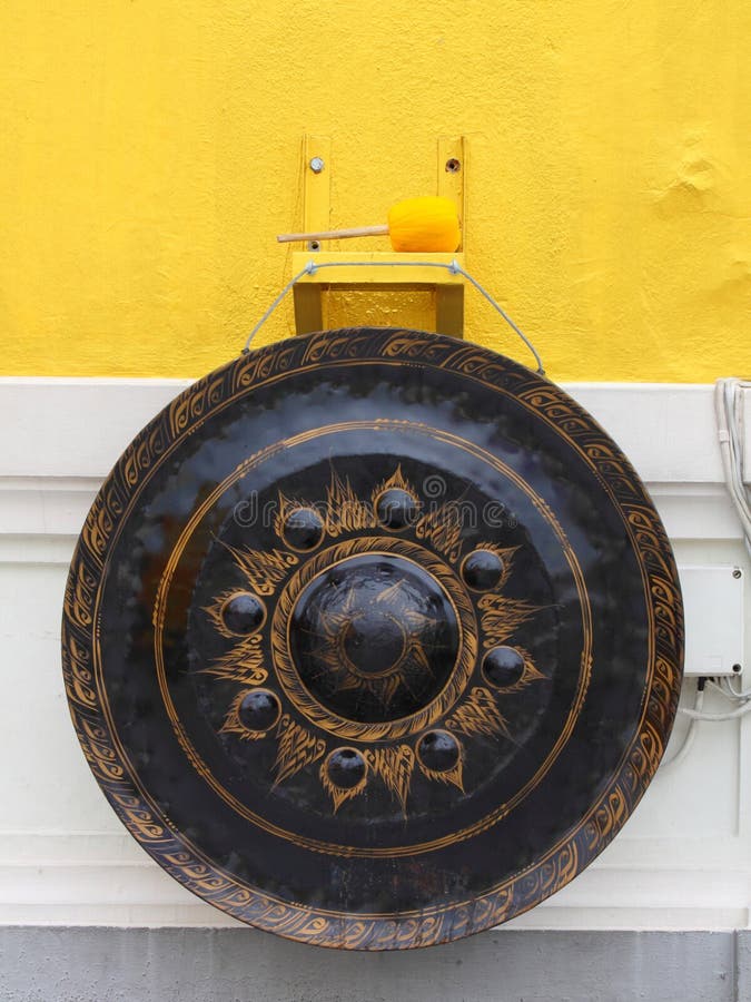 Old gong with hammer stock image. Image of asian, antique - 16391265