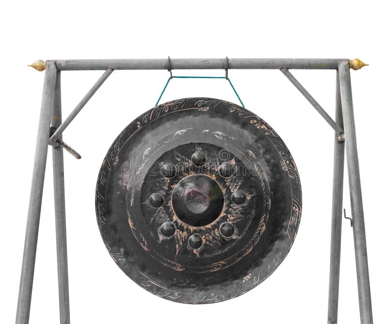 Old gong in thai temple stock photo. Image of gold, loud - 28633598
