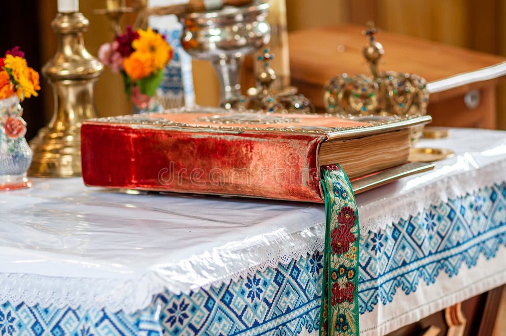 Old Gospel on the Table in the Chuch Stock Image - Image of religious ...