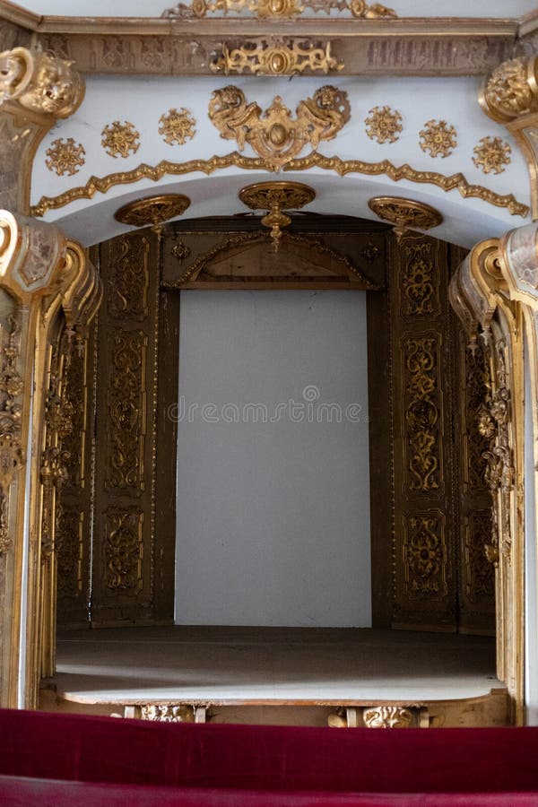 Old Gothic Gold Frame Wall Decor in Old Architecture Stock Image ...