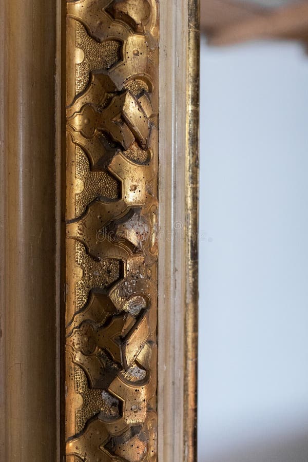 Old Gothic Gold Frame Wall Decor in Old Architecture Stock Image ...