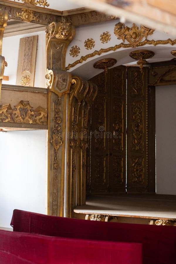 Old Gothic Gold Frame Wall Decor in Old Architecture Stock Photo ...