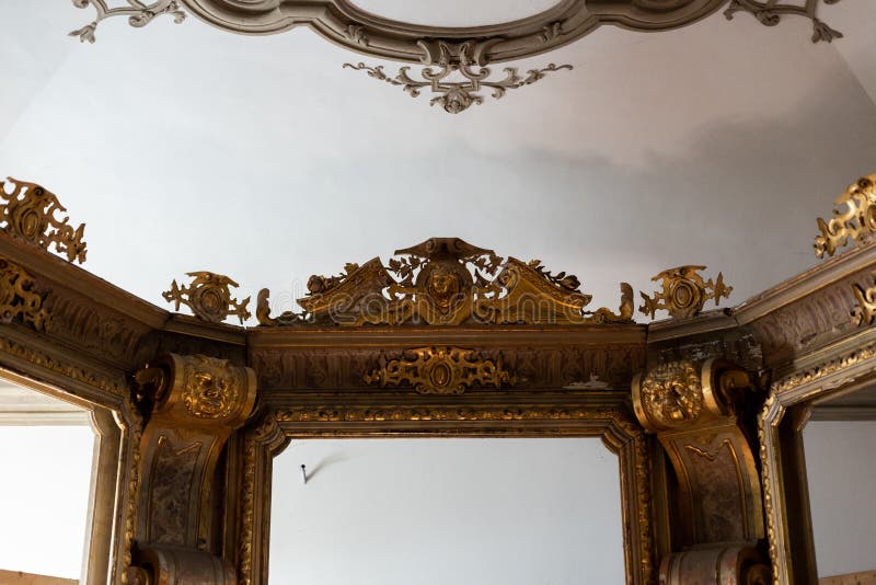 Old Gothic Gold Frame Wall Decor in Old Architecture Stock Photo ...