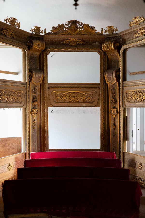 Old Gothic Gold Frame Wall Decor in Old Architecture Stock Image ...