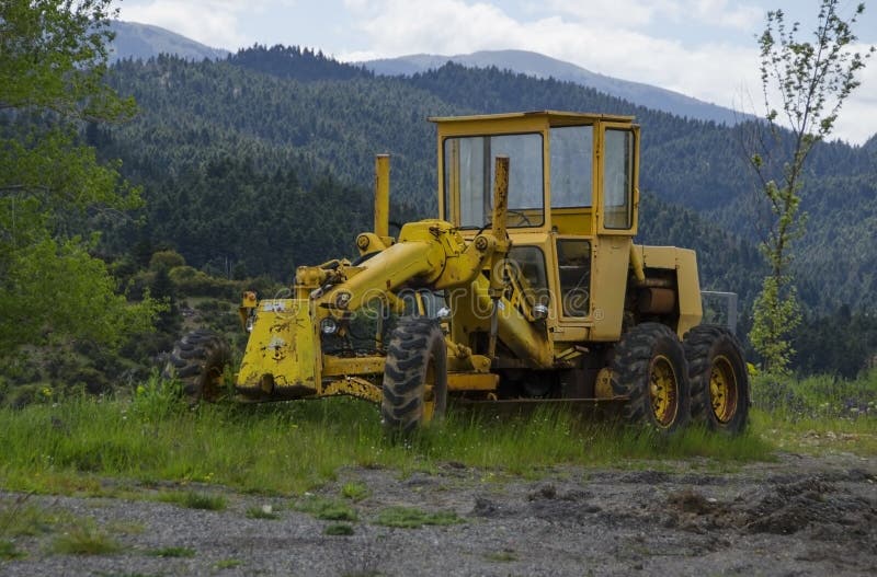 Old grader stock image. Image of industrial, cold, large - 40912887