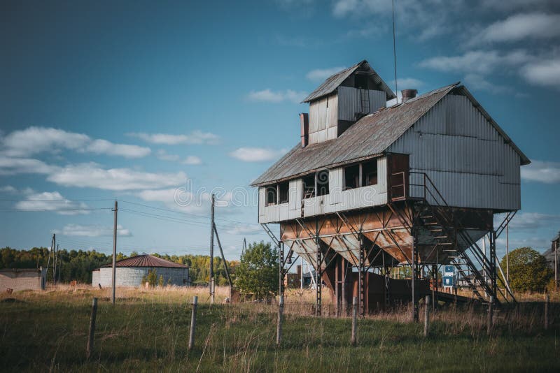 Old Grain Dryer in the Russian Village Stock Image - Image of wheat ...