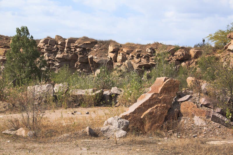 Old Granite Quarry. Large Raw Pieces of Stone Stock Photo - Image of ...