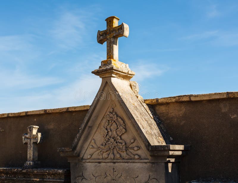 Tomb and Cross in the Cemetery Stock Photo - Image of gravestone ...