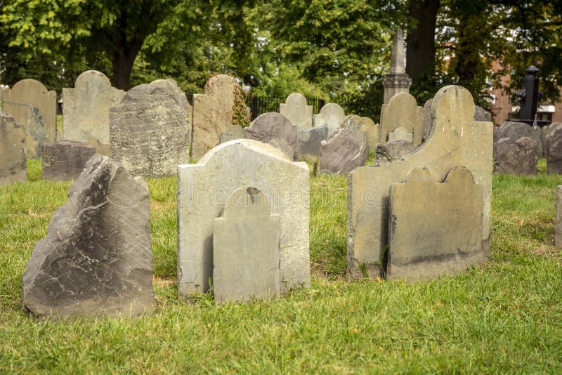 Old Gravestones in Cemetery Graveyard Stock Image - Image of death ...
