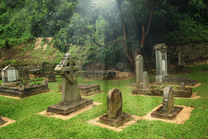 Old graveyard with light stock image. Image of bury, medieval - 38198325