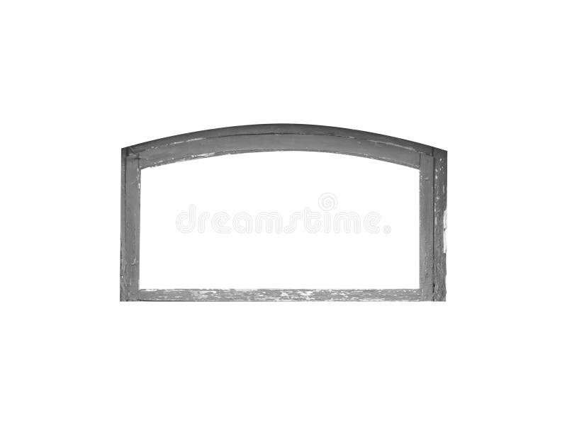 Old Gray Arched Wooden Window Frame is Isolated on Transparent ...