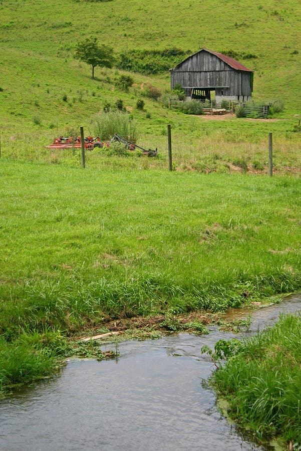 Old Barn with Fence Made from Old Steel Wheels Stock Image - Image of ...